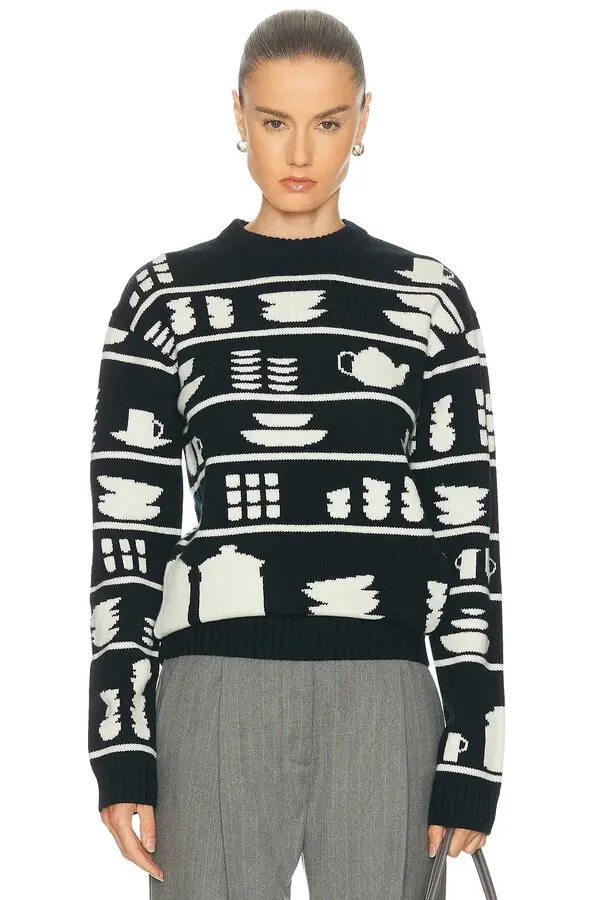 JW Anderson Crockery Jacquard Jumper - Black & White