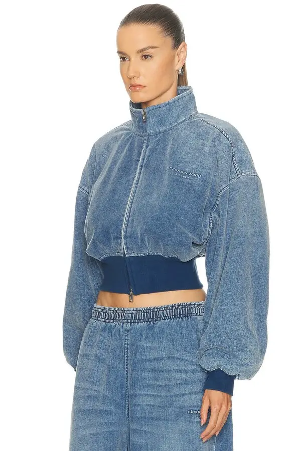 Alexander Wang Funnel Neck Jacket - Washed Light Blue