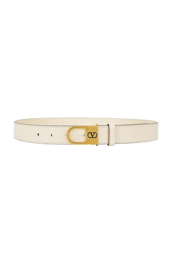 Valentino Garavani V Logo Signature Belt - Butter White & Nero