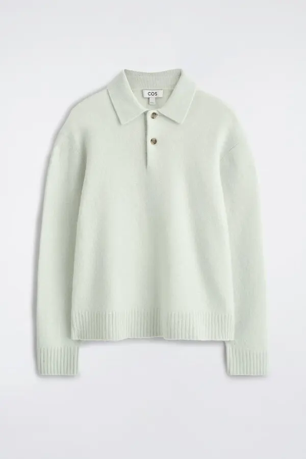 Cos Brushed-wool Polo Shirt - Blue