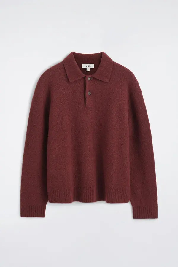 Cos Brushed-wool Polo Shirt - Red