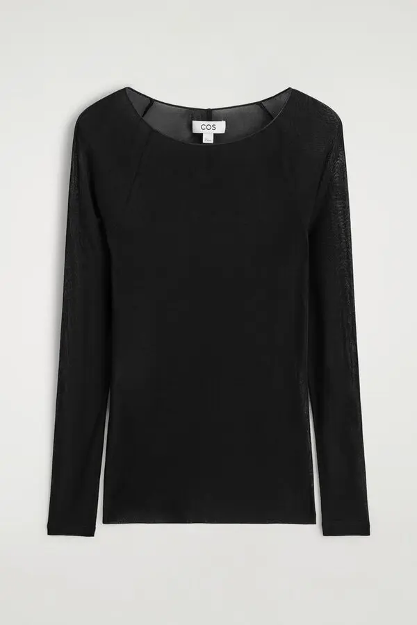 Cos Silk Long-sleeved Top - Black