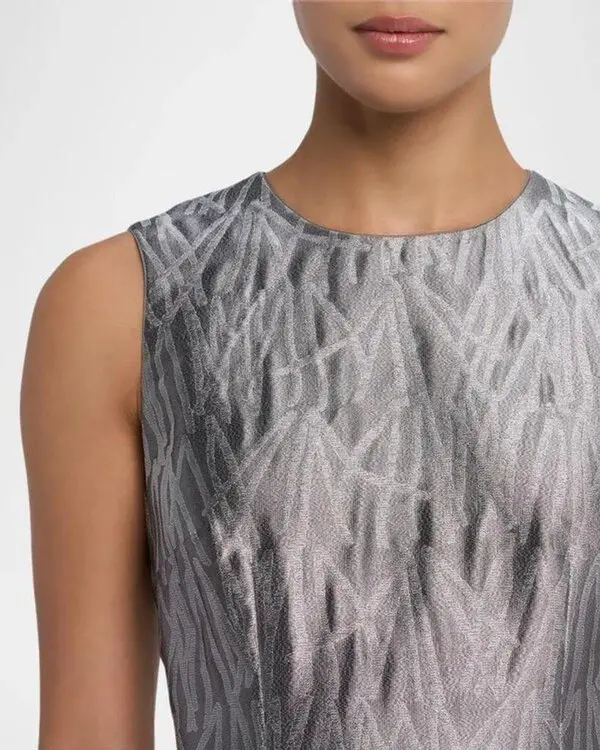 Lafayette 148 New York Sleeveless Metallic Jacquard Column Gown - Silver