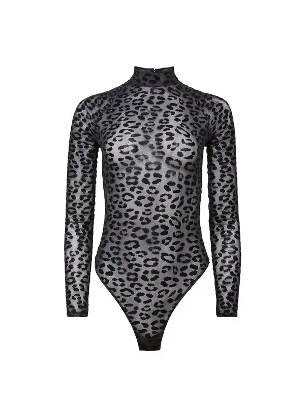 FLEUR DU MAL Flocked Leopard Bodysuit