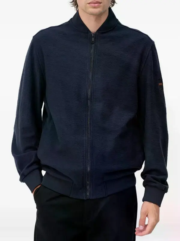 BOSS Textured Knit Zip-up Bomber Jacket