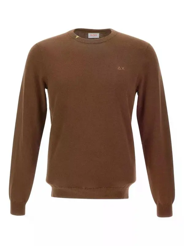 SUN 68 Logo-embroidered Ribbed-cuff Sweater - Brown