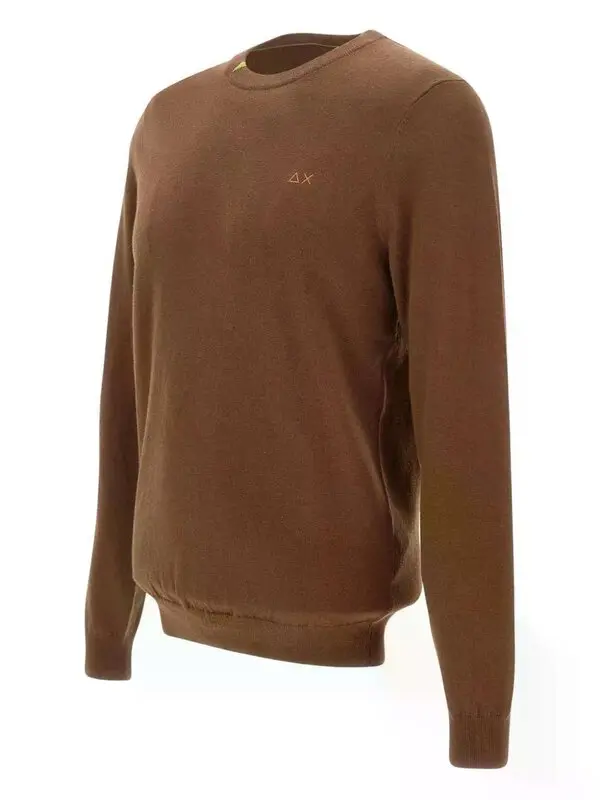 SUN 68 Logo-embroidered Ribbed-cuff Sweater - Brown