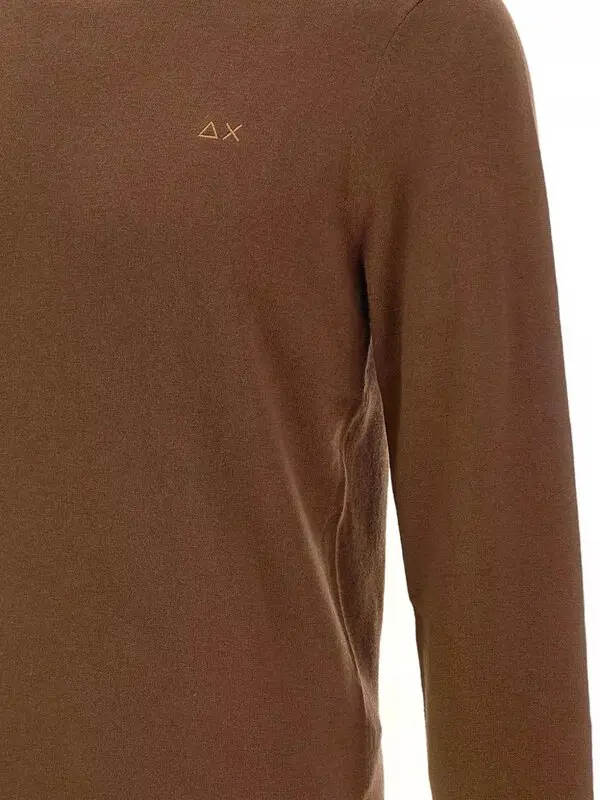 SUN 68 Logo-embroidered Ribbed-cuff Sweater - Brown