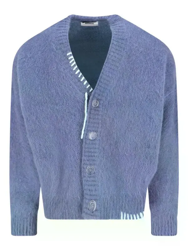 BONSAI Button Mohair Cardigan - Blue