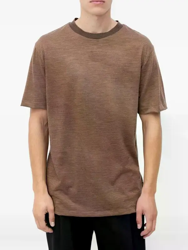 BOSS Crew-neck Cotton T-shirt - Brown