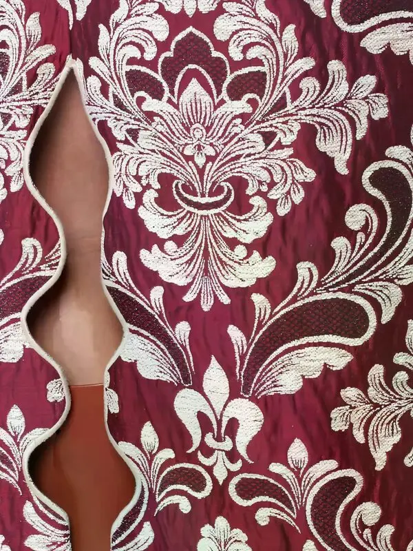 Farm Rio Patterned Jacquard Scallop-hem Midi Skirt - Red