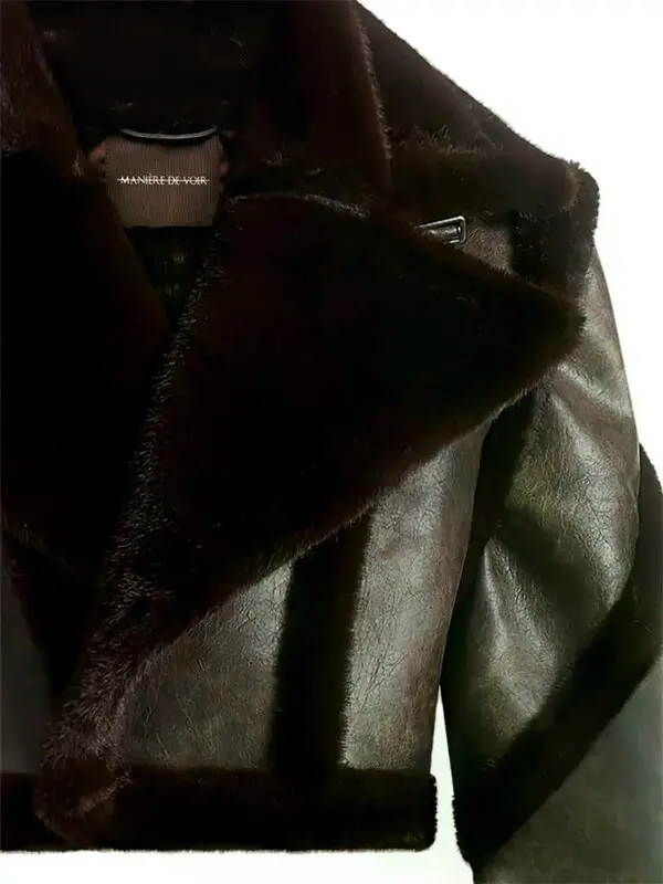 Manière De Voir Detachable-sleeves Faux-leather & Plush Jacket
