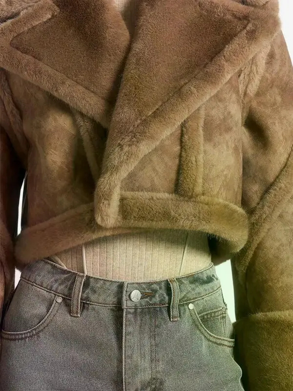 Manière De Voir Kena Suede-effect Jacket With Detachable Sleeves