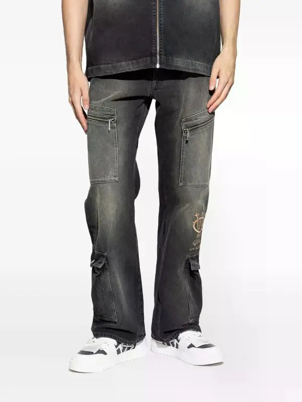 Off-White Logo-embroidered Jeans