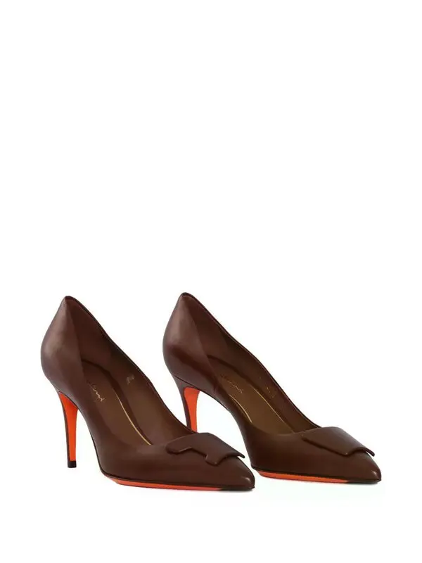 Santoni 85mm Leather Pumps - Brown