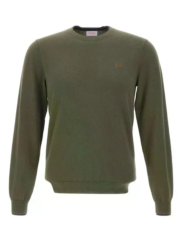 SUN 68 Crew-neck Sweater With Embroidered Logo - Green