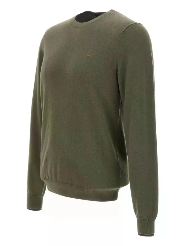 SUN 68 Crew-neck Sweater With Embroidered Logo - Green