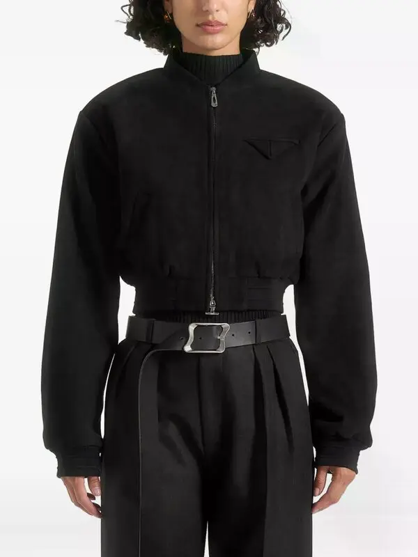 Manière De Voir Monique Wide-shoulder Zip Jacket - Black