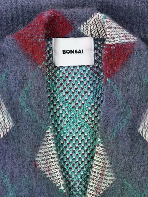 BONSAI Argyle-knit Cardigan - Blue