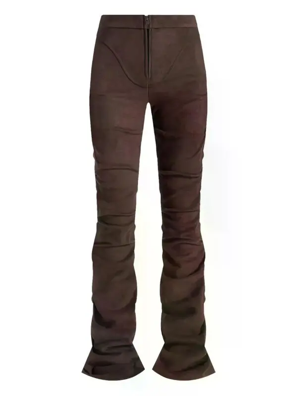 Manière De Voir Caroline Tacked Suede Fit & Flare Trousers - Brown