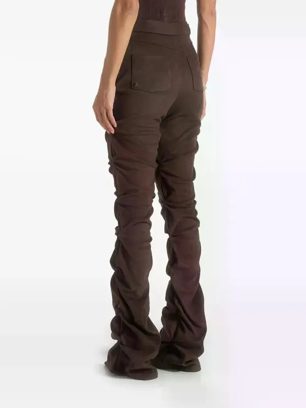 Manière De Voir Caroline Tacked Suede Fit & Flare Trousers - Brown