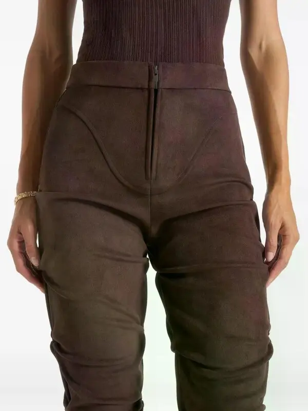 Manière De Voir Caroline Tacked Suede Fit & Flare Trousers - Brown