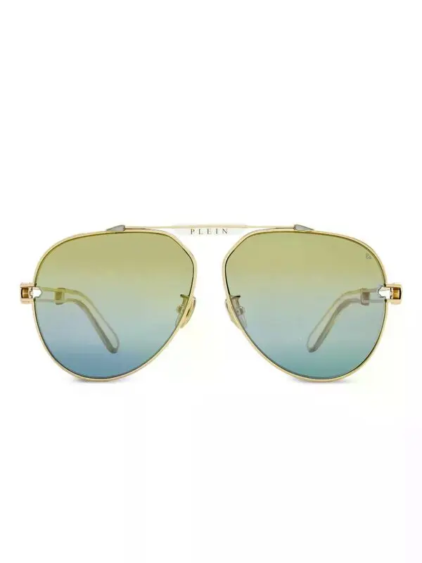 Philipp Plein Thin Bridge Pilot Sunglasses - Gold