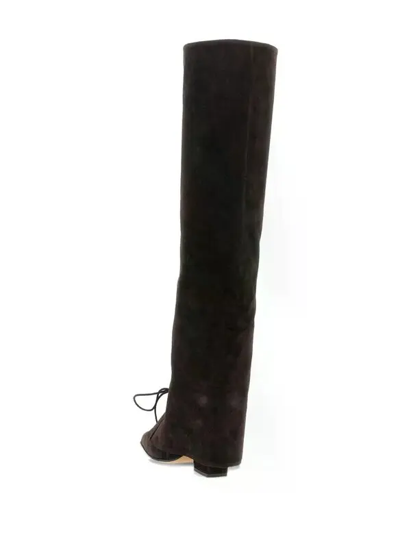 Paris Texas 100mm Jane Fold Over Lace-up Boots - Brown