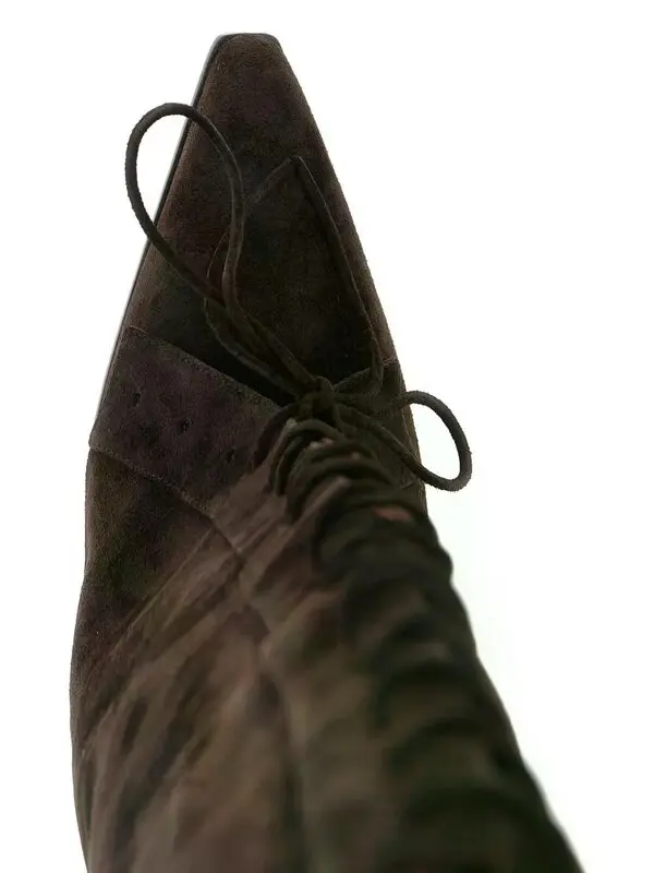 Paris Texas 100mm Jane Fold Over Lace-up Boots - Brown