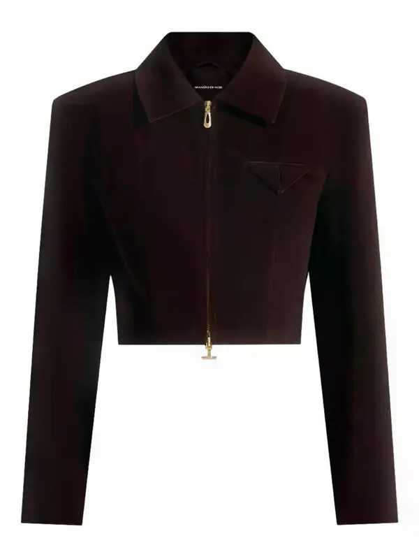 Manière De Voir Adina Velvet Zip Jacket - Brown