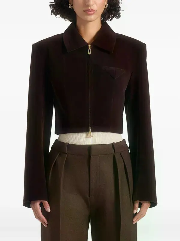 Manière De Voir Adina Velvet Zip Jacket - Brown