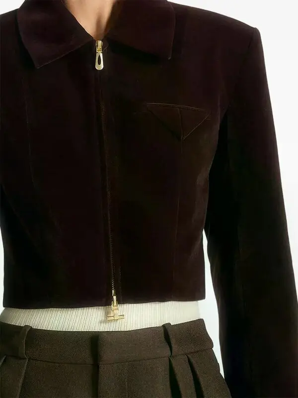 Manière De Voir Adina Velvet Zip Jacket - Brown
