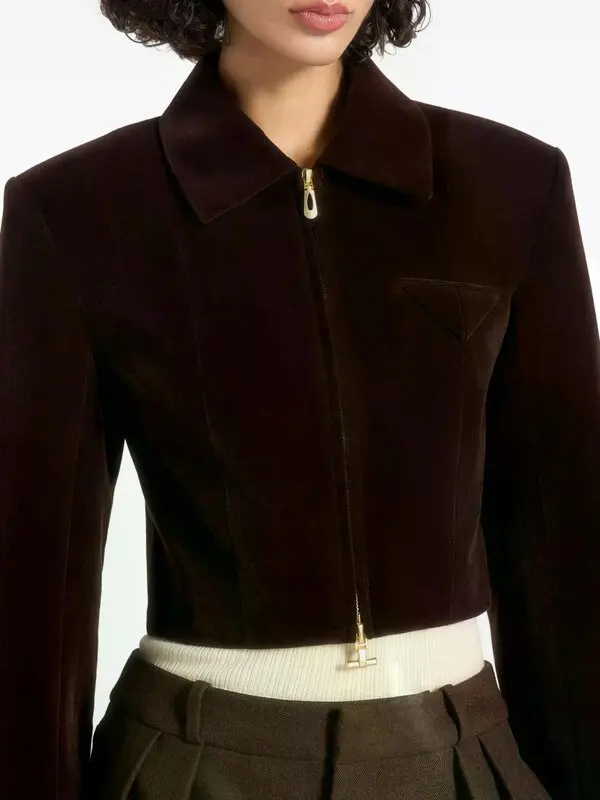 Manière De Voir Adina Velvet Zip Jacket - Brown