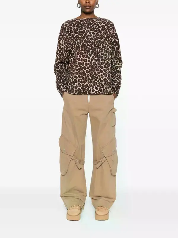 Eric Bompard Leopard-print Round-neck Sweater