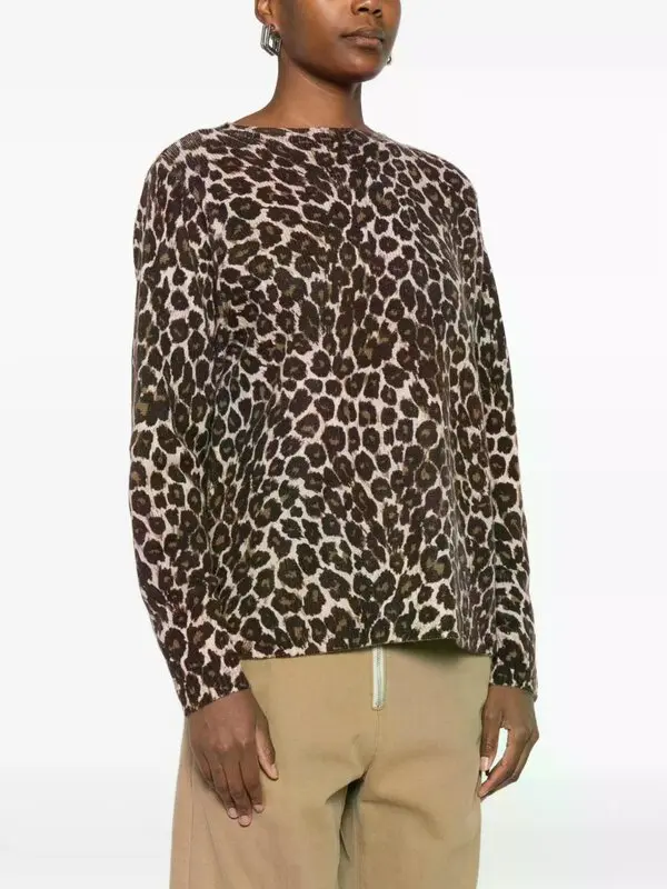 Eric Bompard Leopard-print Round-neck Sweater