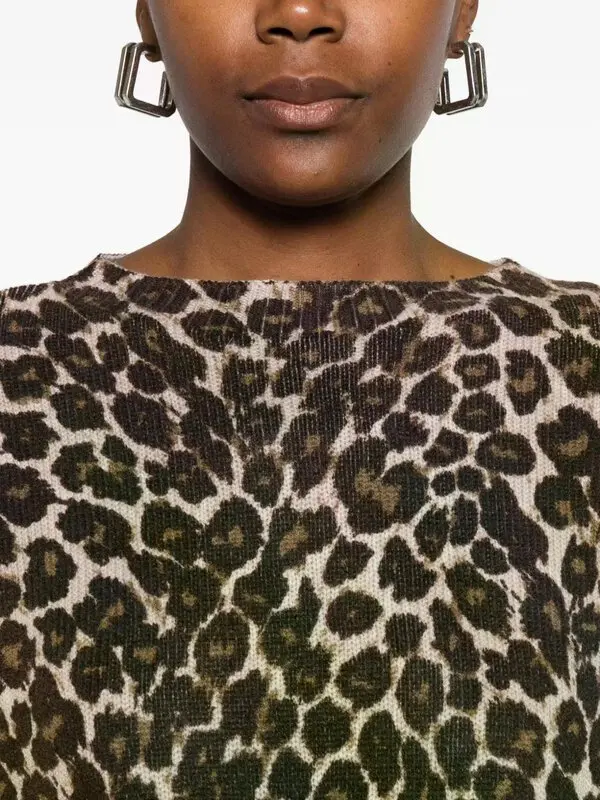 Eric Bompard Leopard-print Round-neck Sweater
