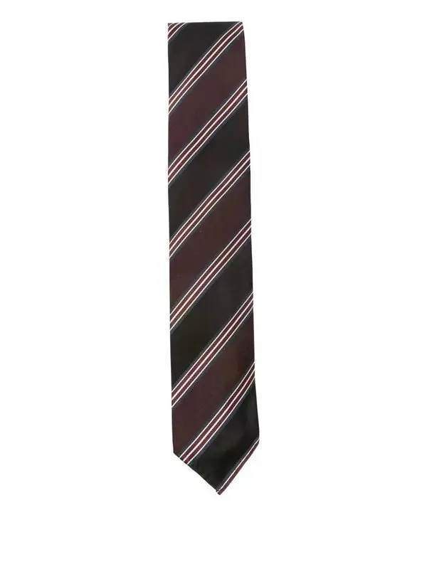 LARDINI Striped Tie - Brown