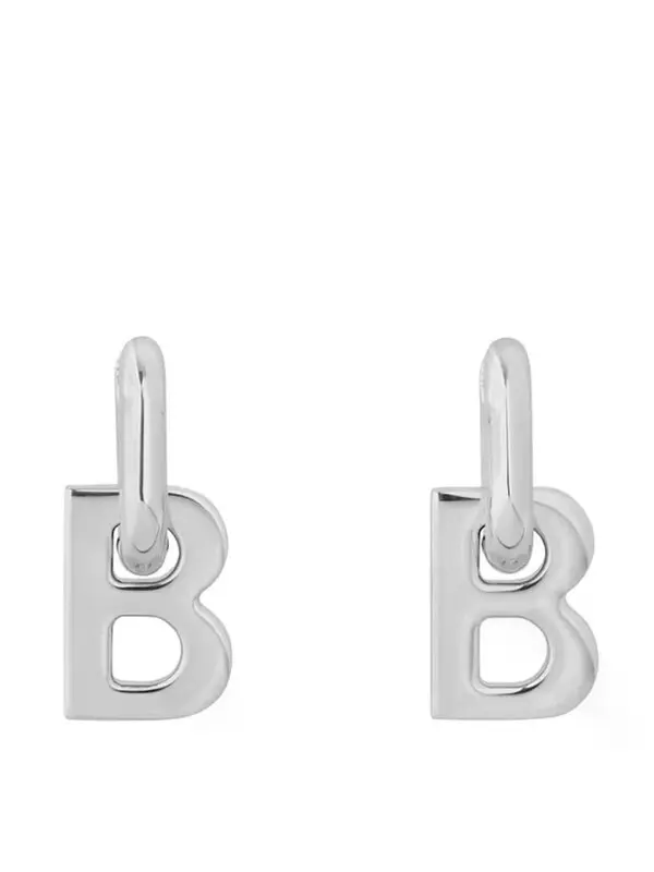 Balenciaga Letter-charm Earrings - Silver