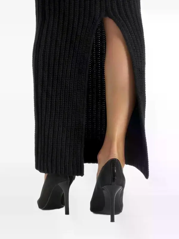 Manière De Voir Lyra Foldover-waist Knit Maxi Skirt - Black