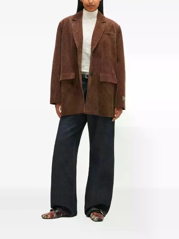GANNI Long-sleeve Corduroy Blazer - Brown