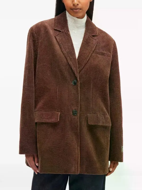 GANNI Long-sleeve Corduroy Blazer - Brown
