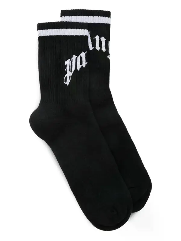 Palm Angels Logo-print Socks - Black