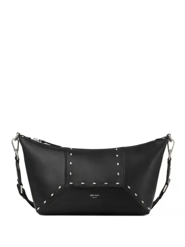 JIMMY CHOO Diamond-studded Zip Shoulder Bag - Black
