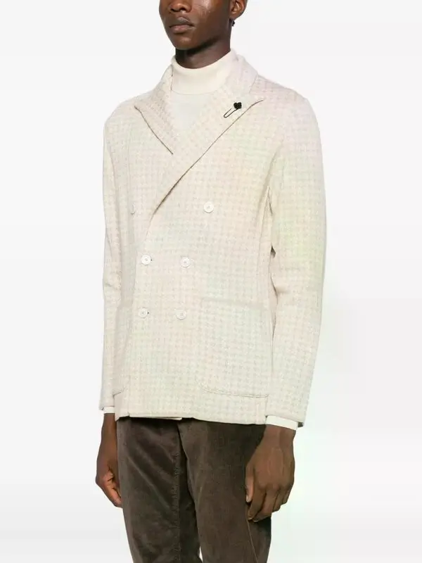 LARDINI Double-breasted Houndstooth Jacket