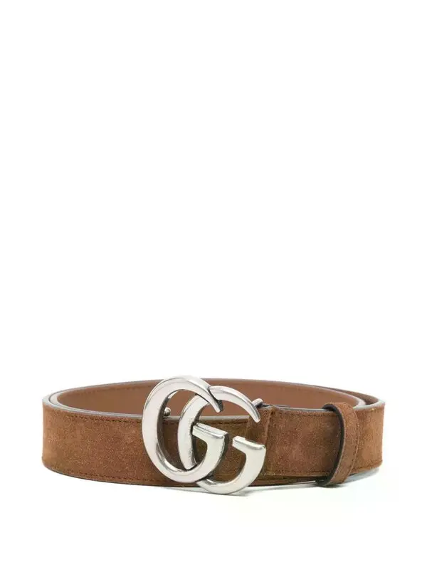Gucci Gg Logo Suede Belt - Brown