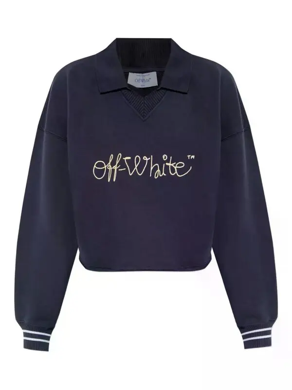 Off-White Logo-embroidered Polo Sweatshirt - Blue