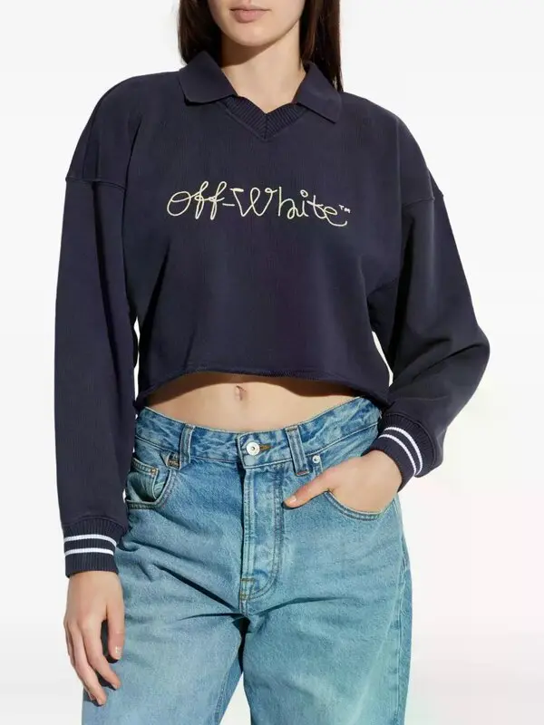 Off-White Logo-embroidered Polo Sweatshirt - Blue