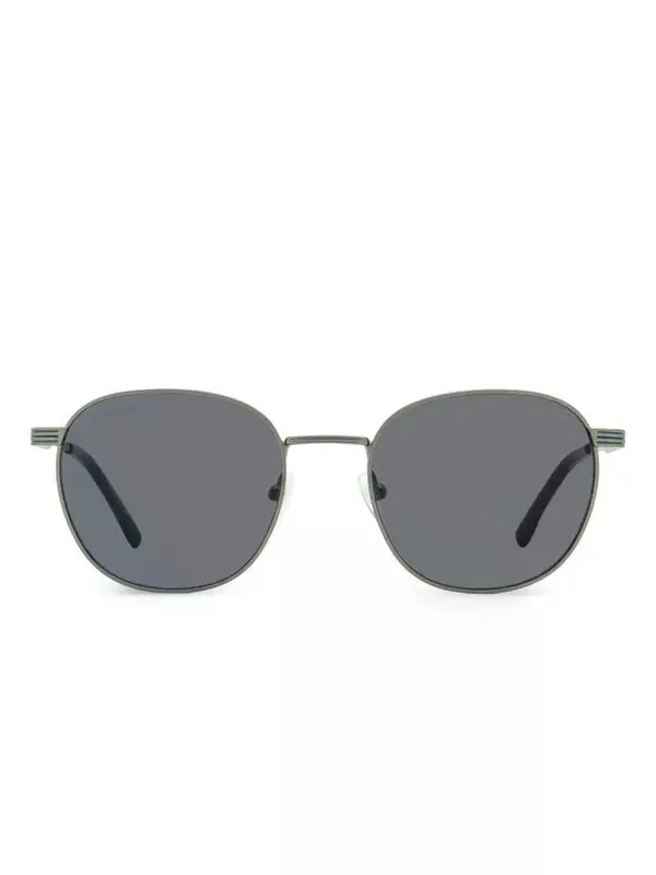 Lacoste Striped Enamel Oval-frame Sunglasses - Grey