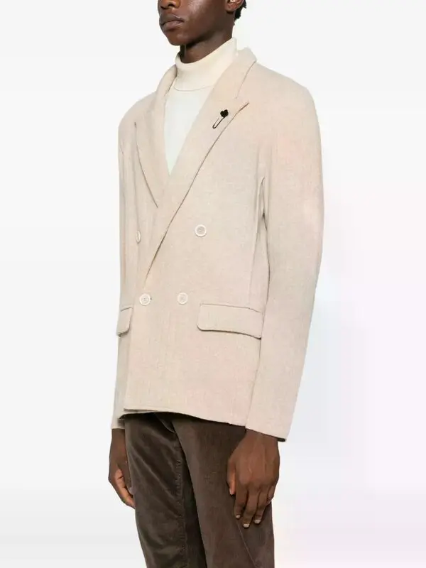 LARDINI Double-breasted Textured Jacket