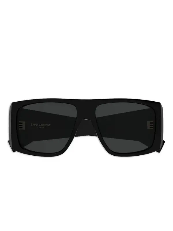 Saint Laurent Rectangle Logo Sunglasses - Black